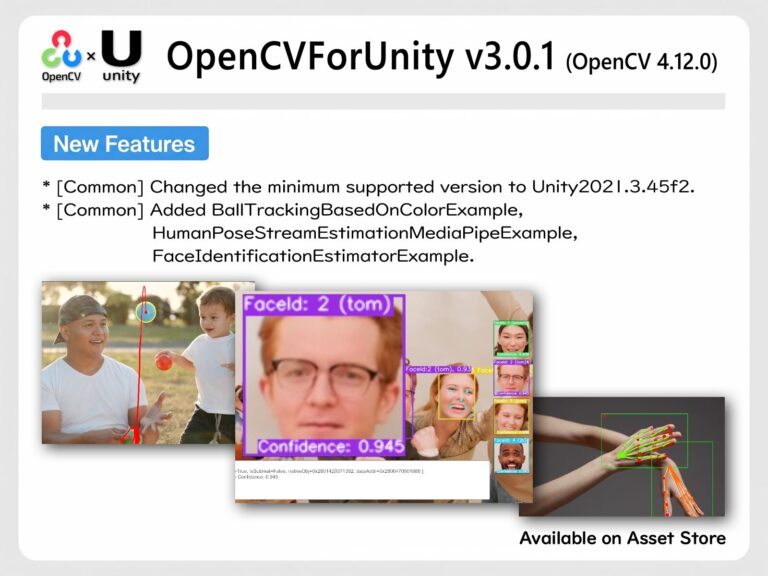OpenCV for Unity ver3.0.1 Release! – Enox Software
